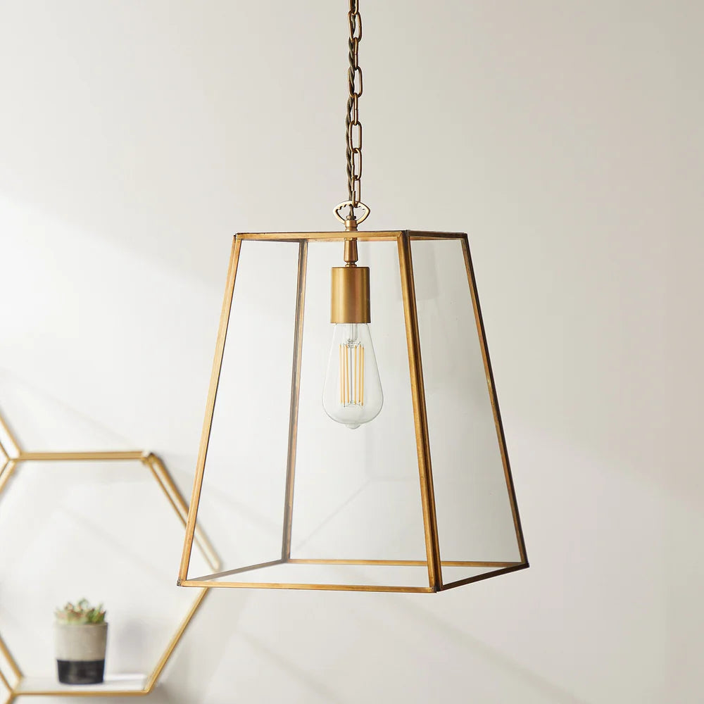 Pooky Larger Luxor Lantern in Brass and Clear Glass