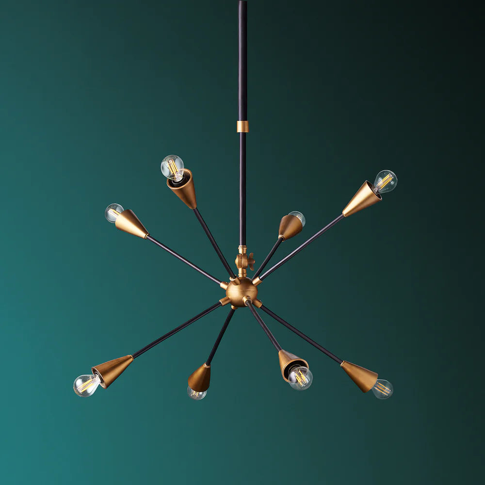 Pooky Ariel Smaller Chandelier in Black and Brass